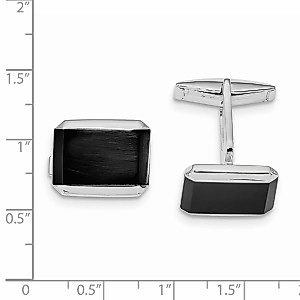 925 Sterling Silver Rectangle Black Onyx Cuff Links Mens Cufflinks Link Collar Stay Fine Jewelry For Dad Mens Gifts For Him