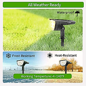 CLAONER 32 LED Solar Landscape Spotlights, Wireless Waterproof Solar Landscaping Spotlights Outdoor Solar Powered Wall Lights for Yard Garden Driveway Porch Walkway Pool Patio-Warm White(1 Pack)