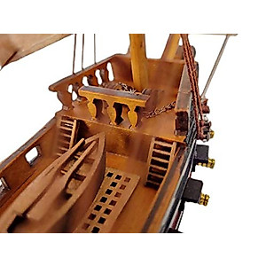 Handcrafted Nautical Decor Wooden Caribbean Pirate White Sails Limited Model Pirate Ship 15"