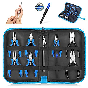 Jewelry Pliers, 16Pcs Jewelry Making Tools Kit, Micro Jewelry Pliers Set, Bracelet Tool Jewelry Helper, Tweezers Set, Mini Pliers for Jewelry Making Supplies DIY Crafting Beading Repairing
