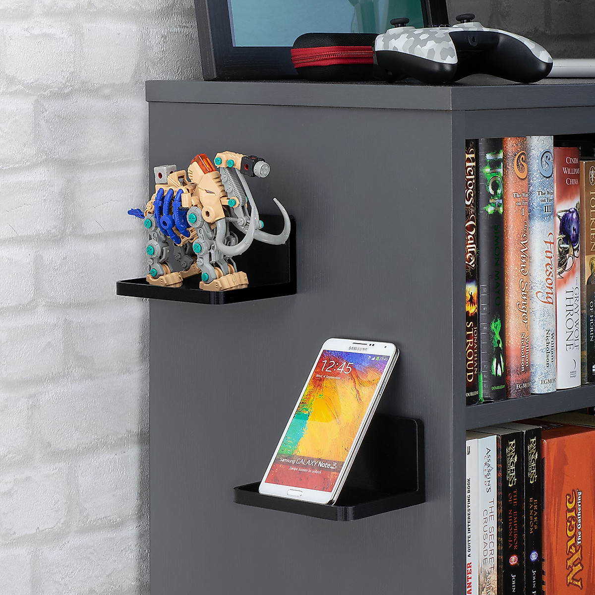 BRAINWAVZ [EOL] Universal Floating Shelf Mount for Security Cameras Baby Monitors Speakers Plants Toys & More Screwless Holder Strong Adhesive Easy to Install, 4.6” x 3.3 (SHELF150) (Black) [EOL]