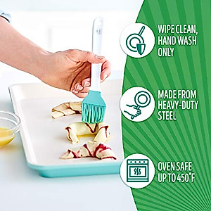 GreenLife Soft Grip Healthy Ceramic Nonstick, Cookware Pots and Pans Set, 16 Piece, Blue & Bakeware Healthy Ceramic Nonstick, Cookie Sheet, 18" x 13", Turquoise