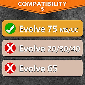 Evolve 75 Ear Pads - TRANSTEK Replacement Ear Cushion Foam Compatible with Jabra Evolve 75 75+ 75 UC / 75 MS Headset Headphone with Microphone Foam