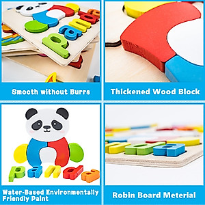 BOZE SUPOD Toddler Puzzles,Wooden Puzzles for Todder 1 2 3 Years Old Boys Girls Eco Friendly Wooden Toys Educational Preschool Gift for Kids(6 Pack)