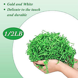 Outus 0.5LB Crinkle Cut Paper Shred Filler Shredded Paper for Gift Box Crinkle Paper Metallic Shredded Crinkle Cut Paper Easter Grass Tissue Paper for Wedding Birthday Wrapping Boxes Bags (Green)