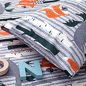 JSD Kids Printed Sheets Set Twin, Cute Forest Animals Fox Soft Microfiber Bed Sheets for Boys Girls, 3 Pieces