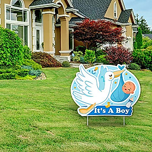 IT’S A BOY Blue Yard Signs with Stakes –Boy Special Delivery - It’s A Boy Stork Baby Shower Yard Sign Lawn Decorations - Party Yardy Sign-Welcome Home Baby Lawn Sign- Gender Reveal Baby Shower