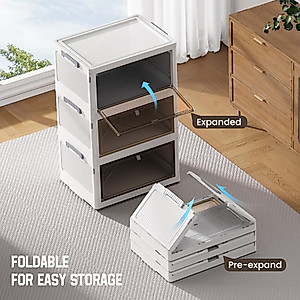 AHEONLAR 4 Tier Plastic Storage Bins with Drawers - Foldable Stackable Storage Bins with Lids - Closet Craft Organizers and Storage - 24QT Plastic Drawer Storage for Bedroom Study Toy Room Office