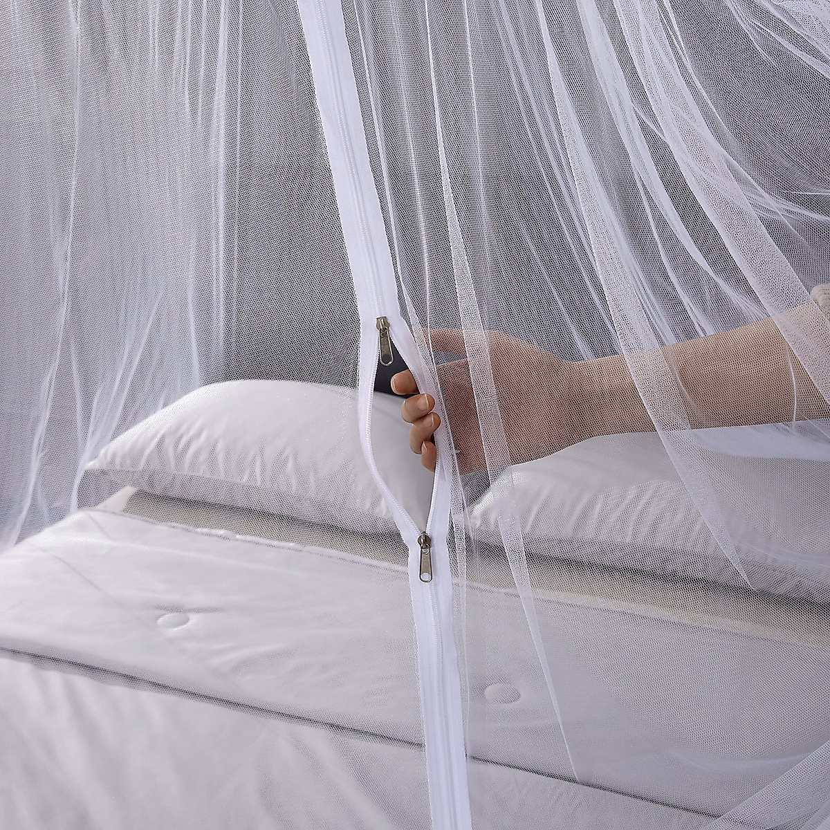 Mengersi Mosquito Net for Bed Canopy with Zipper,Canopy Bed Curtains Twin,Twin XL Bed,Mosquito Netting for Patio,Camping,Bug Net for Camping,White