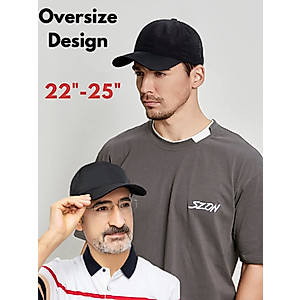 Oversize XXL Baseball Caps,Quick Dry Mesh Sports Hat for Big Heads 22"-25"，Waterproof Lightweight Running Sun Hat. (Black)