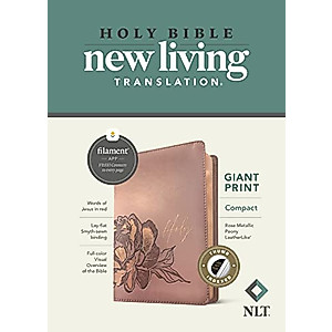 NLT Compact Giant Print Bible, Filament-Enabled Edition (LeatherLike, Rose Metallic Peony, Indexed, Red Letter)