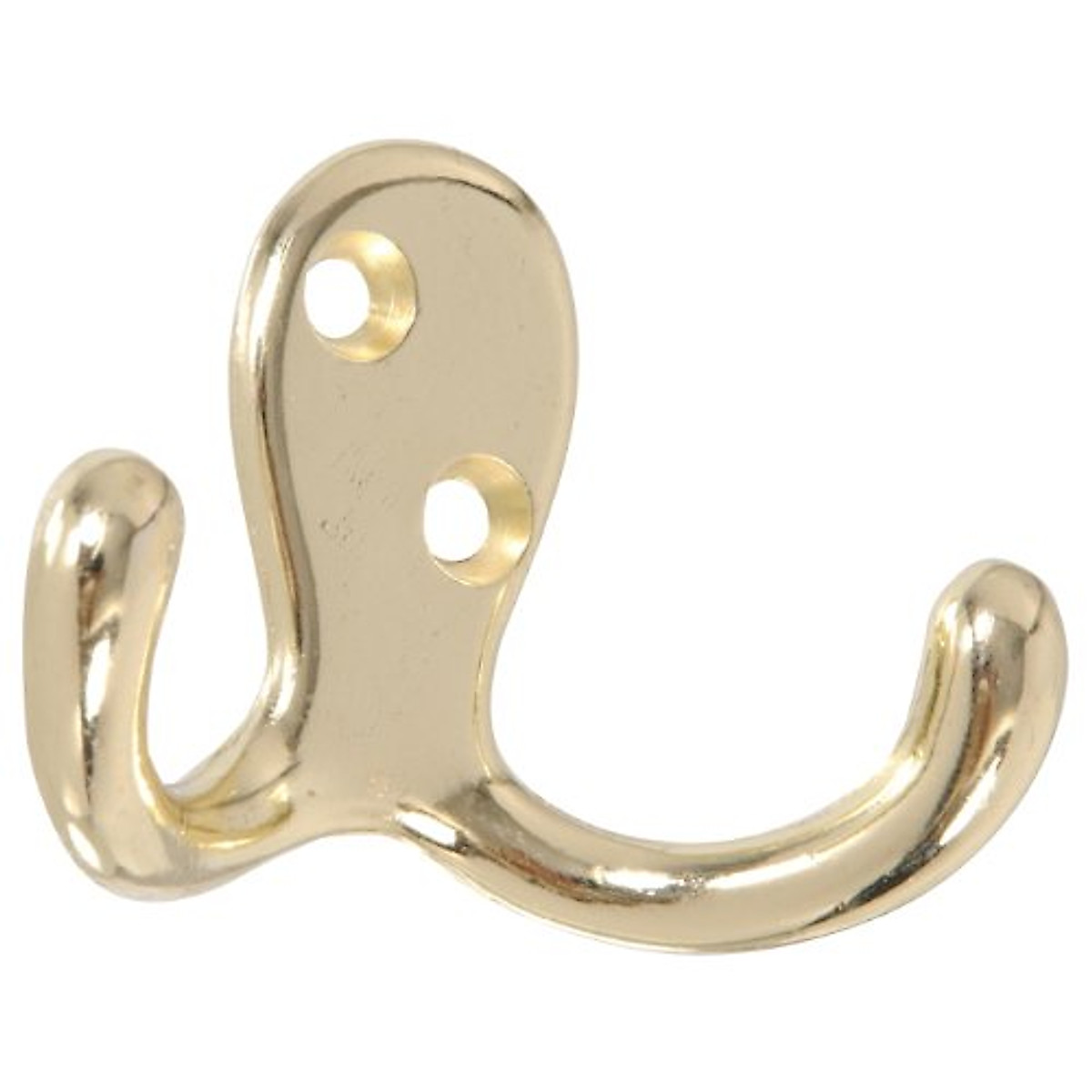 Hardware Essentials 852300 Double Clothes Hooks Brass Plated -2 Pack