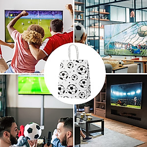 16pcs Soccer Party Favor Paper Bags, White Football Gift Bag Football Themed Party Bags with Handles Soccer Goodie Bags Treat Candy Bags for Kids Adults Soccer Party Supplies