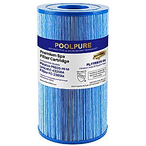 POOLPURE Antimicrobial Spa Filter Replaces Pleatco PRB35-IN-M, Unicel C-4335RA, Guardian 409-219, Filbur FC-2385M, 03FIL1300, 17-2482, 25393, 303557, 817-3501, 5 X 9 Drop in Hot Tub Filter, 1 Pack