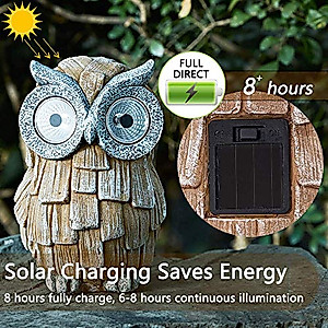 Yiosax HalloweenOwl Garden Statue with Solar Light Eyes, Resin Statues and Sculptures Outdoor Garden Decor, for Patio, Lawn, Yard | Unique Housewarming Gifts(7.68inch Tall）