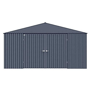 Arrow Shed Elite 14' x 12' Outdoor Lockable Gable Roof Steel Storage Shed Building, Anthracite