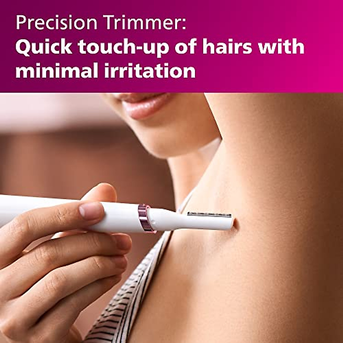 Philips Beauty Women's Bikini Trimmer and Precision Trimmer Special Edition Bundle, BRT387/90,Pink and White