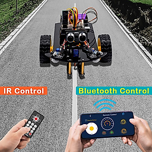 LAFVIN Smart Robot Car 2WD Chassis Kit V2 Ultrasonic Module,Line Tracking Module,IR Remote Control Compatible with Arduino IDE