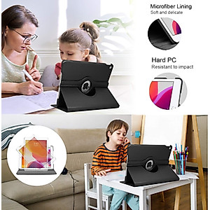 Tendmart Case Compatilbe with ipad 9th 7th / 8th Generation 10.2 inch Model MK2K3LL/A MK2L3LL/A MK2N3LL/A, MK2P3LL/A- 360 Degree Rotating Protective Stand Cover Auto Wake Sleep (Black)