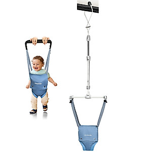 Cowiewie 2 in 1 Baby Door Jumper w/ Baby Walking Harness Function, Baby Jumper with Door Clamp Adjustable Strap and Seat, Fits 80" - 87" high Door Frame