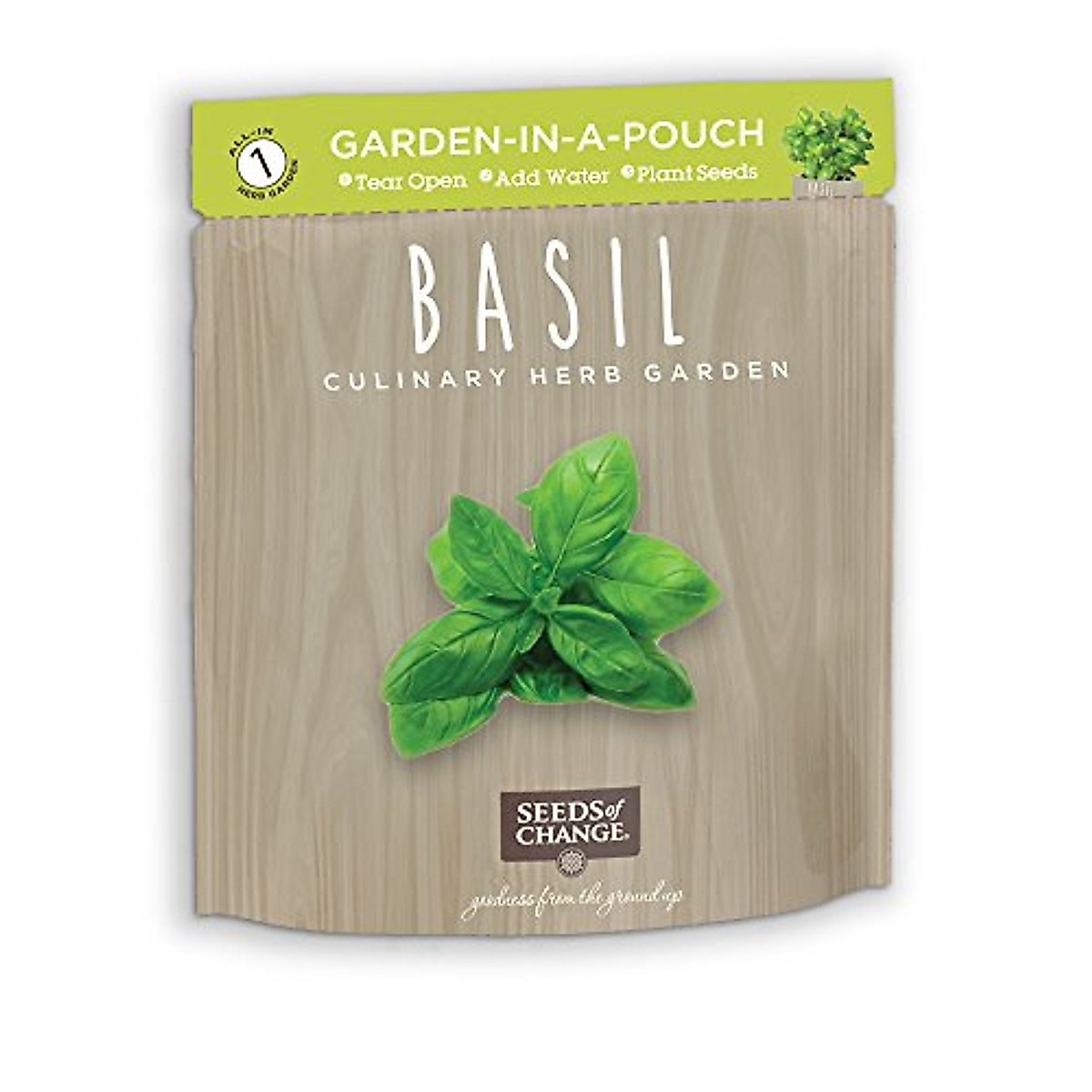 Seeds of Change 220-08150 Certified Organic Basil Garden Pouch, Green