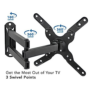Mount-It! TV Wall Mount Monitor Bracket with Full Motion Articulating Tilt Arm, 15" Extension Arm Fits 17 19 20 22 23 24 26 27 28 29 30 32 35 37 39 42 47 LCD LED Displays up to VESA 200x200