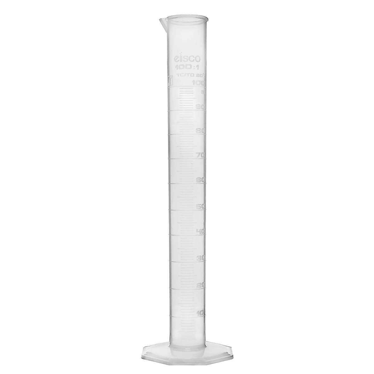 EISCO Plastic Graduated Cylinder, 100ml - Scientific Measuring Cylinder with Extra Stable Base - Polypropylene Plastic - Laboratory Quality, Autoclavable