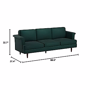 TOV Furniture The Porter Collection Contemporary Style Velvet Upholstered Living Room Sofa with Beech Wood Legs, Forest Green