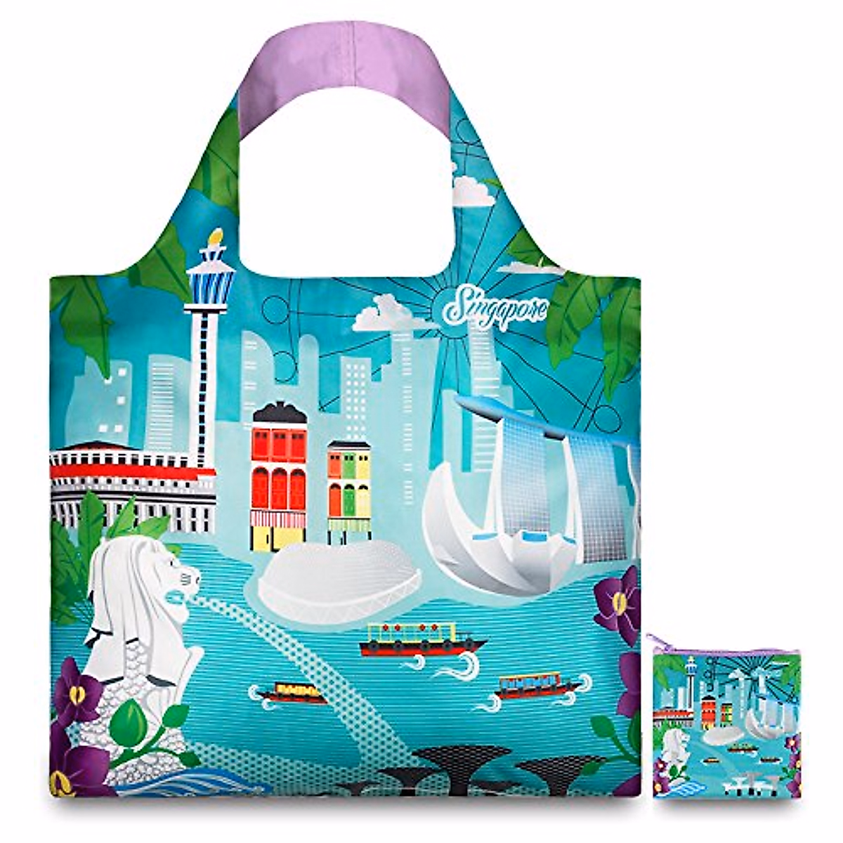 LOQI Urban Singapore Reusable Shopping Bag, Multicolored