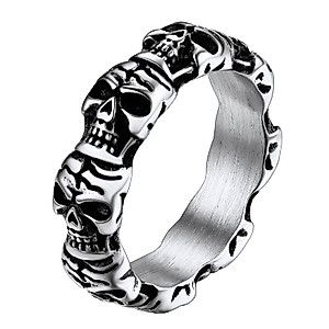 Bikers Gothic Skull Ring Stainless Steel Statement Halloween Rings