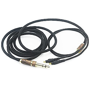 NewFantasia Replacement Audio Upgrade Cable 6N OCC Copper Silver Plated Cord Compatible with Audio-Technica ATH-MSR7b ATH-SR9 ATH-ESW990H ATH-ES770H Headphone Walnut Wood Shell & 6.35mm Adapter