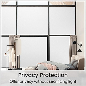 rabbitgoo Window Privacy Film, Non-Adhesive Frosted Glass Window Film for Bathroom, Static Cling Heat Blocking Stickers for Home Indoor Opaque Frosting Coverings House Tint, Matte White 23.6" x 78.7"