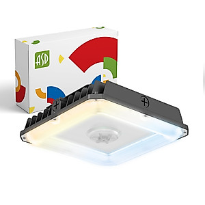 ASD LED Canopy Light 100/70/60W with Q-Base – 3000/4000/5000K 14448Lm 10"x10" 120-277V IP65 Dimmable 0-10V UL & DLC Listed (Optional Motion Sensor-Extra Purchase)
