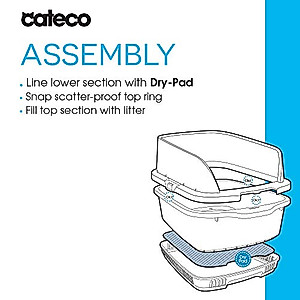 Noba Cateco Odor Control Cat Litter Box Complete Starter Kit to Naturally Control Litter Box Odor with Height Extension, 10 Dry-Pads and Scoop (Blue)