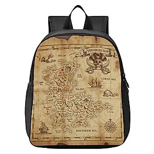 senya Toddlers Backpack Retro Antique Pirates Adventure Treasure Map Compass Bookbag for Kid Aged 3-6 Preschool Kindergarten