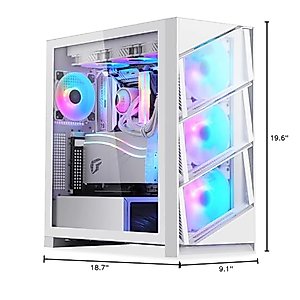 Segotep T3 White Mid-Tower ATX Gaming PC Case, Support Top & Side 360mm Radiators, GPU Snap-On Opening & Closing Front Panel, Type-C Ready, Tool-Free Disassemble (Pre-Install One ARGB & PWM Fan)