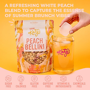 Katy’s Peach Bellini Loose Leaf Tea | Fruity & Refreshing White Herbal Tea | Caffeine-Free Peach Tea | 30+ Cups | Hot or Iced | Apple, Peach & Mango | Premium Quality | Woman-Owned | 2.75oz Pouch