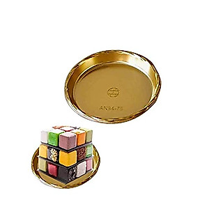 50Pcs 3 5/8" Gold Cakeboard Round,Gold Plastic Mousse Cake Boards Cake Plates Cake Dessert Cookies Pastry Displays Tray, Wedding Birthday Cake Decorative Kit (Round)