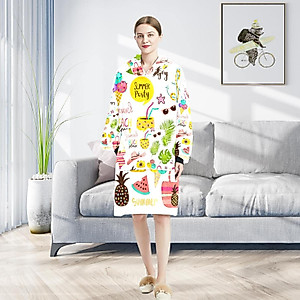 Wearable Blanket Hoodie Tropical Summer Beach Oversized Hooded for Women,Comfy Sweatshirt