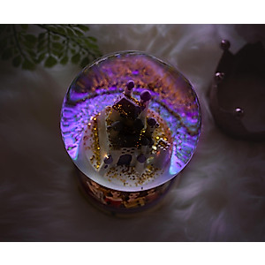 Silver Buffalo Disney Princess Castle Featuring Cinderella, Aurora, Belle, Ariel, and Jasmine Light Up Snow Globe, 100mL