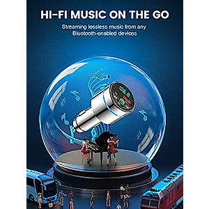 RIWUSI BC61 [All-Metal] FM Bluetooth 5.3 Transmitter for Car X1+ T25C [Upgraded Type-C] Bluetooth Car Adapter X1