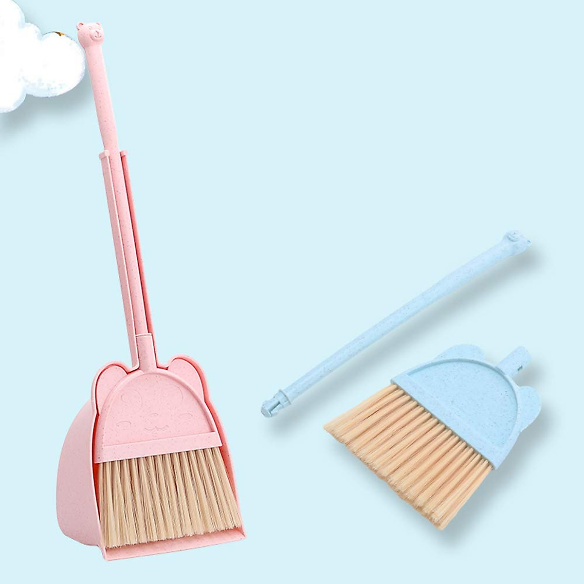 MAYEV Mini Broom with Dustpan for Kids,Little Housekeeping Helper Set (Pink)