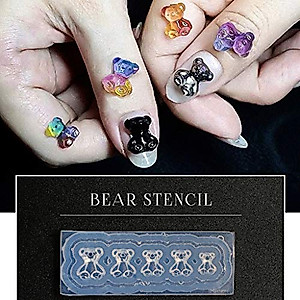 HELYZQ 5Pc Silicone Mini Gummy Bear Mold Nail Art Resin Casting Mold Template Art Craft