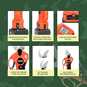 T TOVIA Professional Cordless Electric Pruning Shears Body without Battery, 25V Garden Tree Trimmer with Brushless Motor, 40mm Cutting Diameter, LCD Power Display