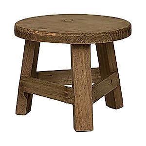 LVOERTUIG Wooden Mini Stool Display Stand, Decorative Round Wood Pedestal Stool Plant Pot Riser, 7inch Mini Plant Stand Potted Plant Shelf Succulents Bonsai Rack (1pcs, Wood Color(7x6 inches))
