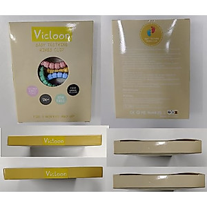 Vicloon Baby Teething Toys, Silicone Baby Teether Link, Attachable Teether Chew Toy for Babies, Baby Teethers 0-24 Months Old Food Grade Silicone Pink Purple