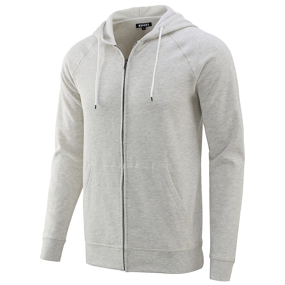 KNQR Men's Retro Athletic Workout Sports Full Zip Soft Fleece Running Hiking Sweatshirt Hoodie Heather Oatmeal XXL