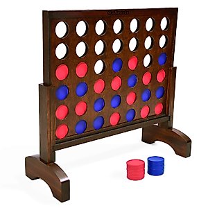 GoSports 2 Foot Width Giant 4 in A Row Game with Carrying Case, Made from Wood