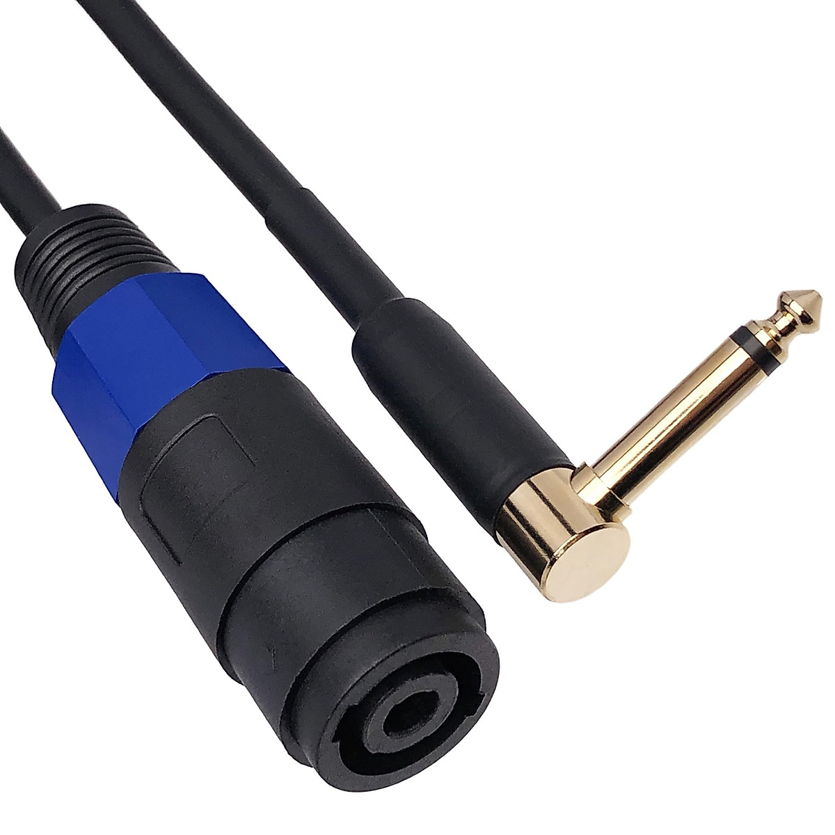 CESS-144 Speakon Female Connector to 1/4" Male TS Speaker Cable - Speak-on Jack to 1/4 TS Plug (Right-Angle Plug)