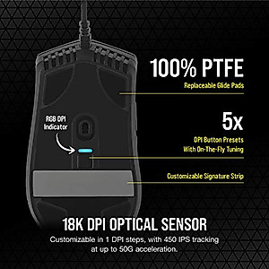 Corsair Sabre PRO Champion Series Gaming Mouse -Ergonomic Shape for Esports and Competitive Play -Ultra-Lightweight 69g -Flexible Paracord Cable -CORSAIR QUICKSTRIKE Buttons with Zero Gap, Black